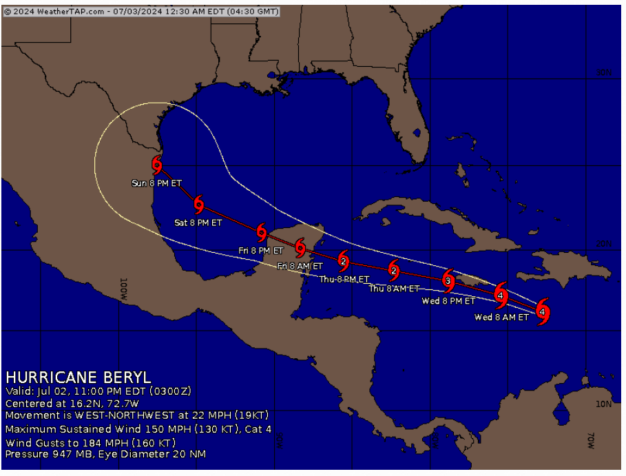 Hurricane Beryl Continues to Barrel through the Caribbean | weatherTAP Blog